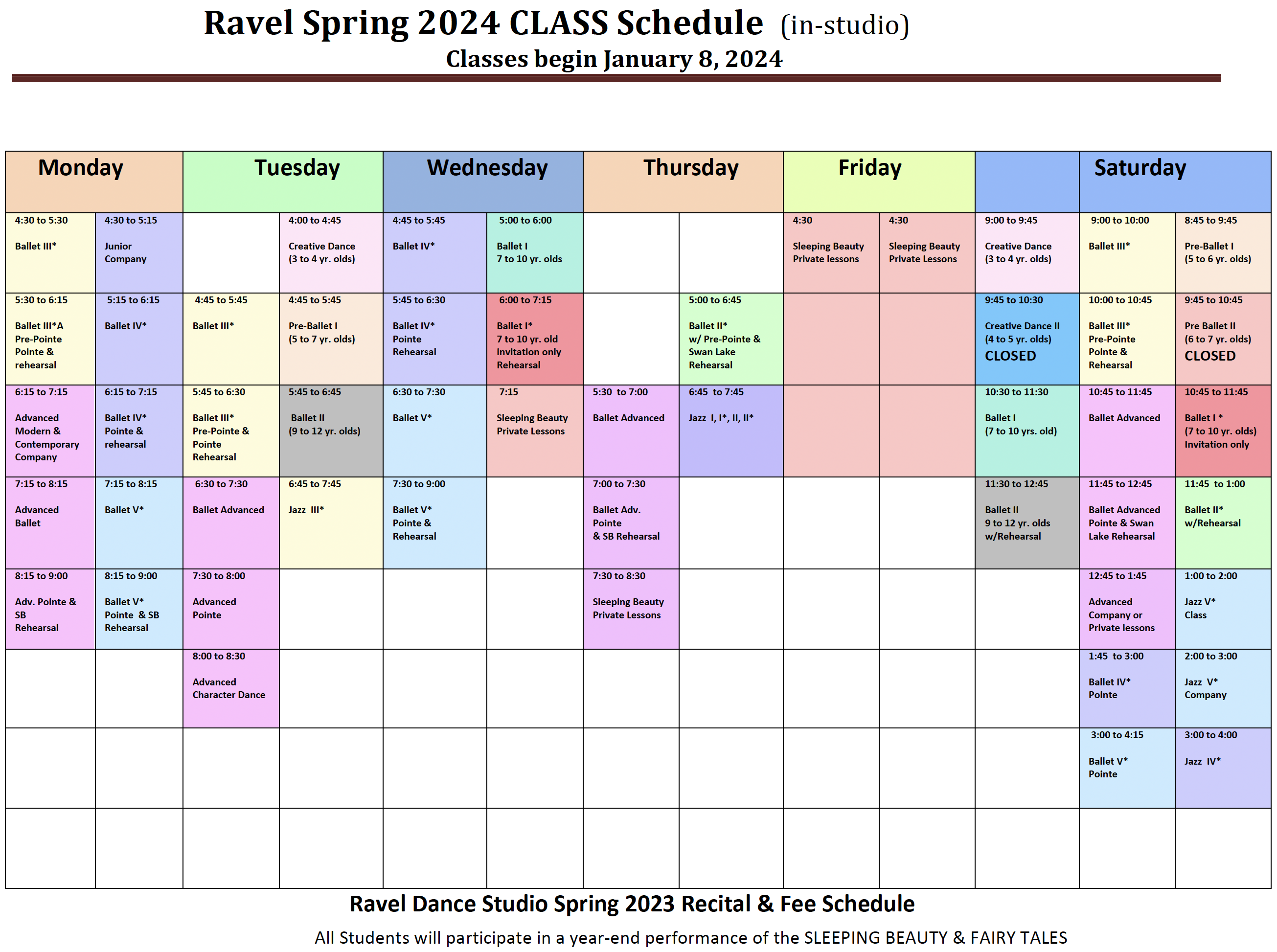 Schedule | Ballet and Creative Dance Studio in Reston, VA